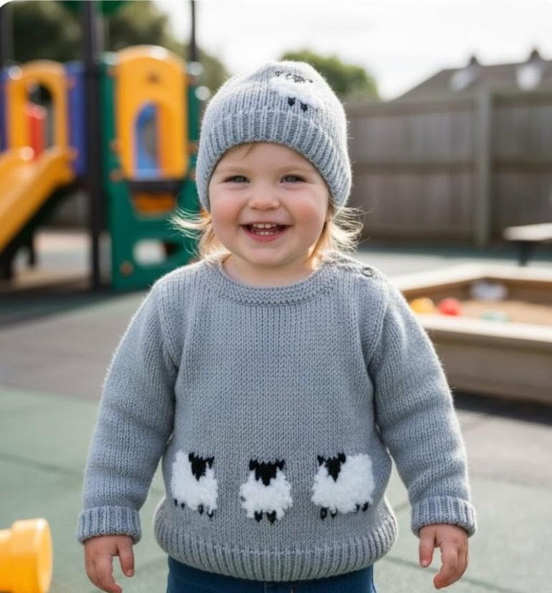 Sheep Sweater Knitting Pattern: Aran Jumper & Hat Set 0-2 Years (PDF ...