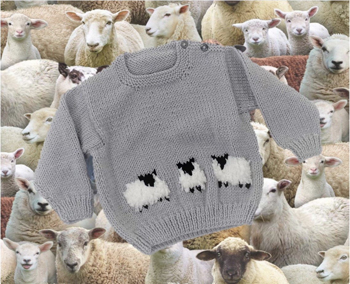 Sheep Sweater Knitting Pattern: Aran Jumper & Hat Set 0-2 Years (PDF ...