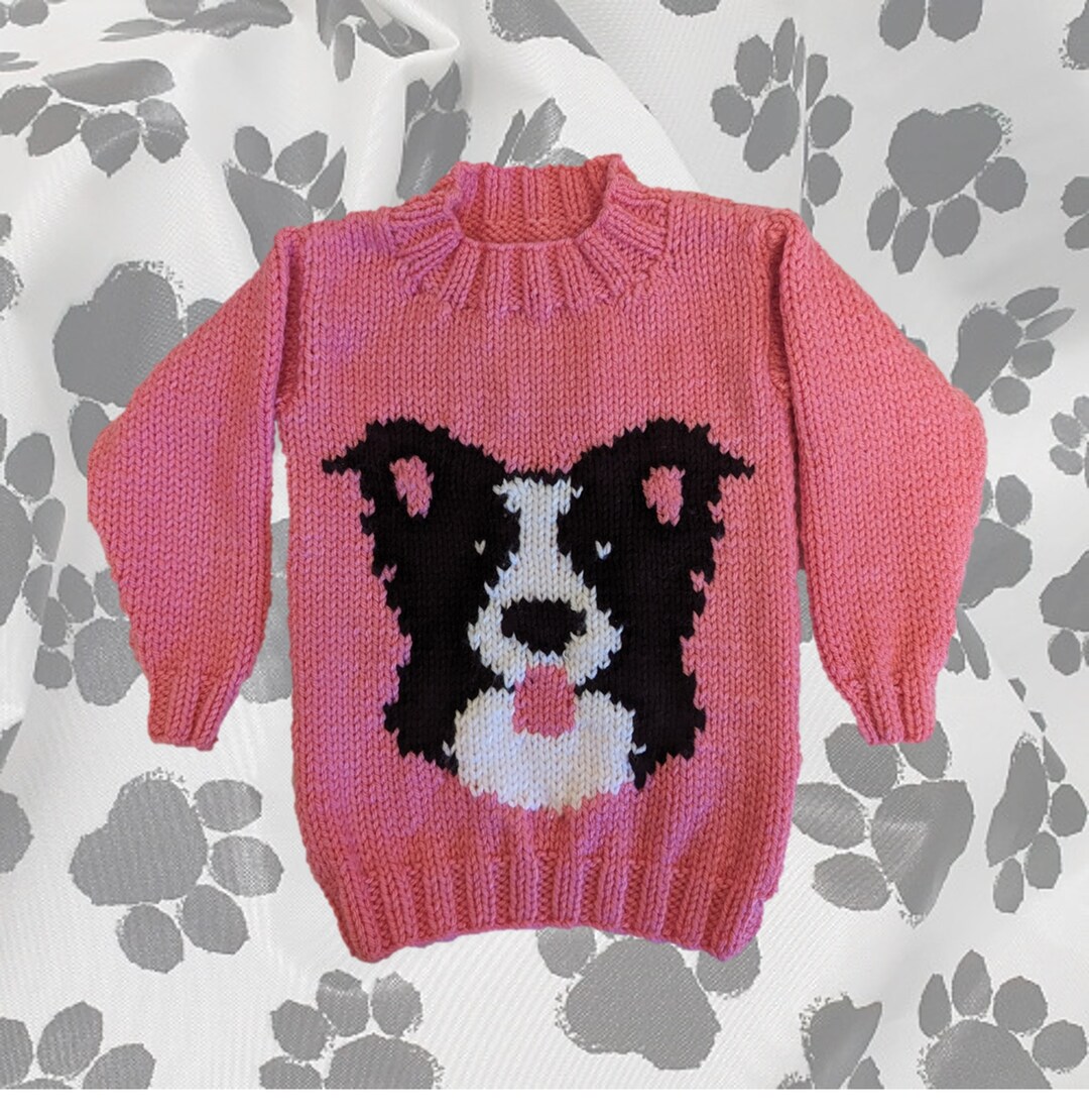 Knitting Pattern for Collie Dog Chunky Child's Sweater, Children's ...
