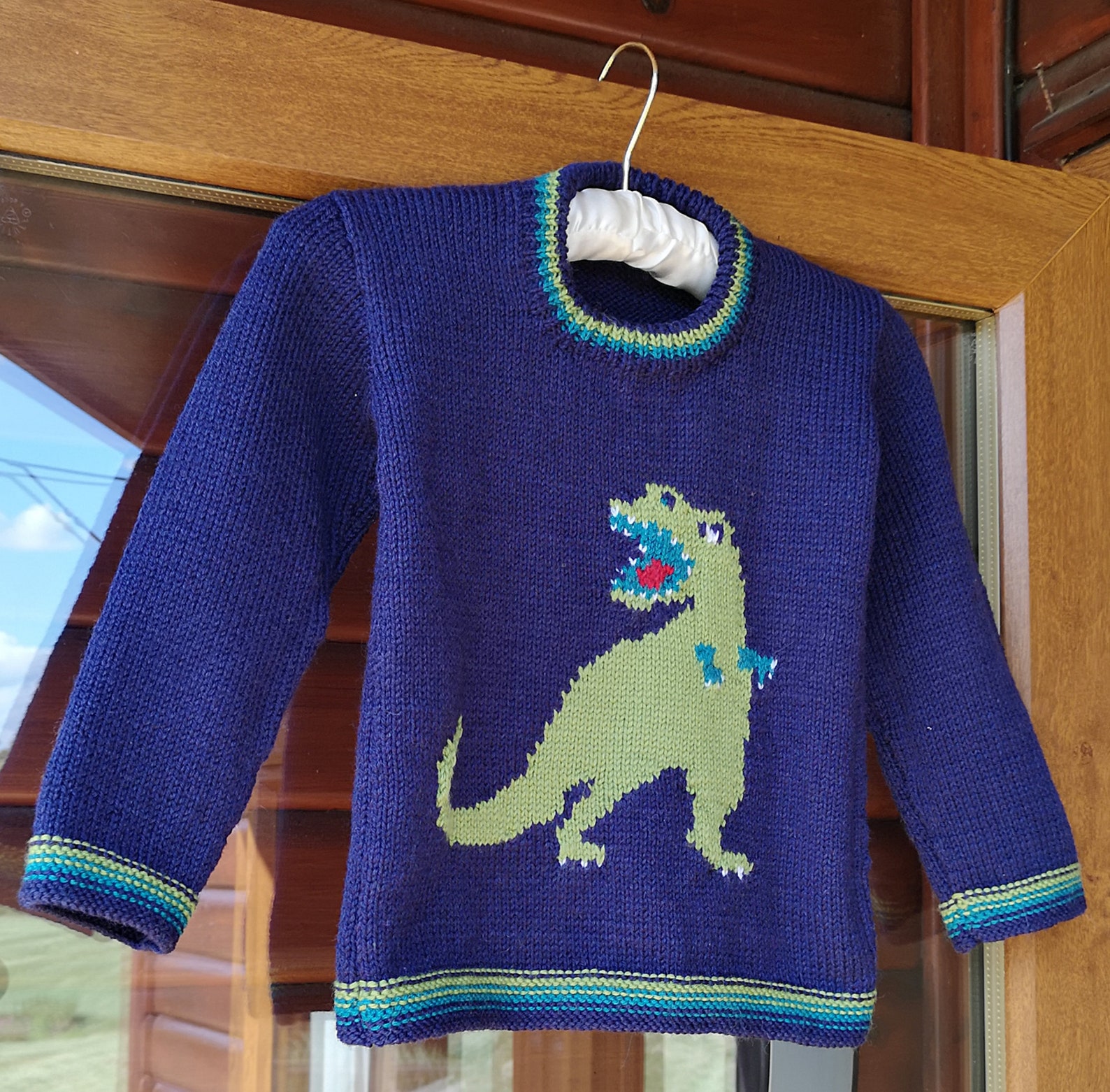Knitting Pattern Dinosaur Child's Sweater T-rex - Etsy