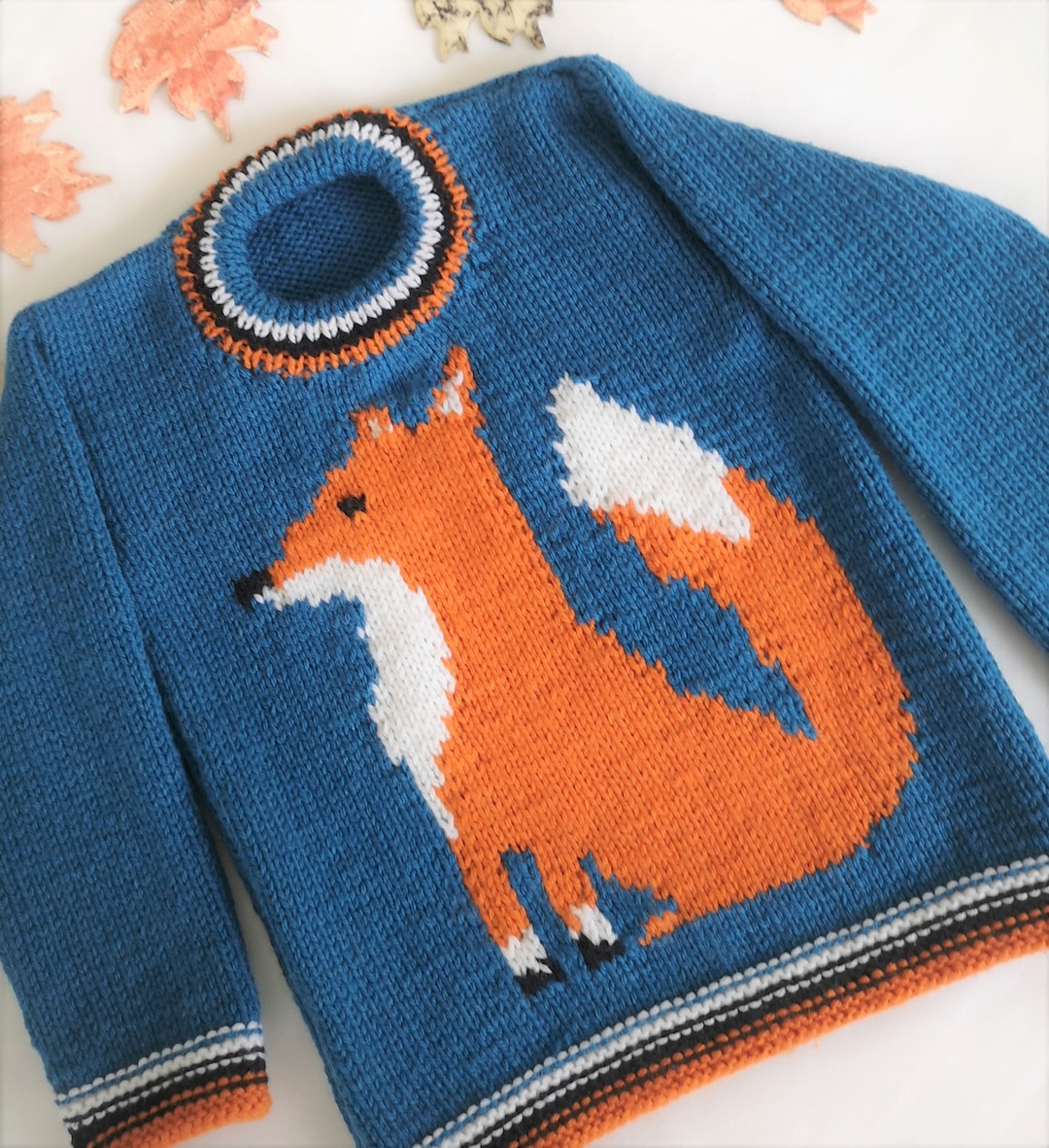 Knitting Pattern for Sweater With a Fox 2-7 Years, Fox Jumper Knitting ...