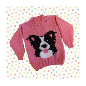 Knitting Pattern for Collie Dog Chunky Child's Sweater, Children's ...