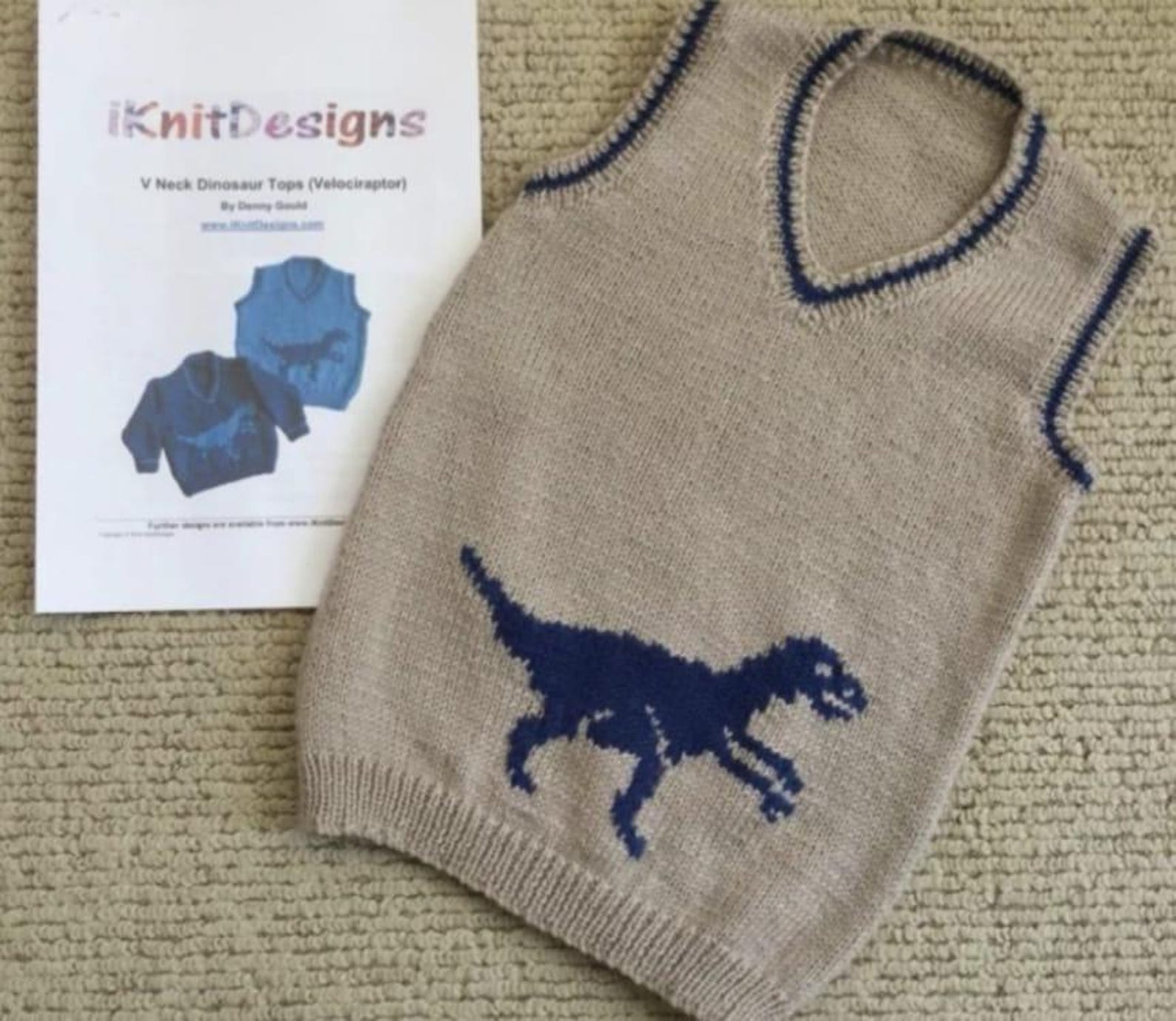Dinosaur Sweater Knitting Pattern: V-neck 6 Months to 7 Years Top (PDF ...