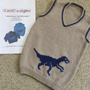 Dinosaur Sweater Knitting Pattern: V-neck 6 Months to 7 Years Top (PDF ...