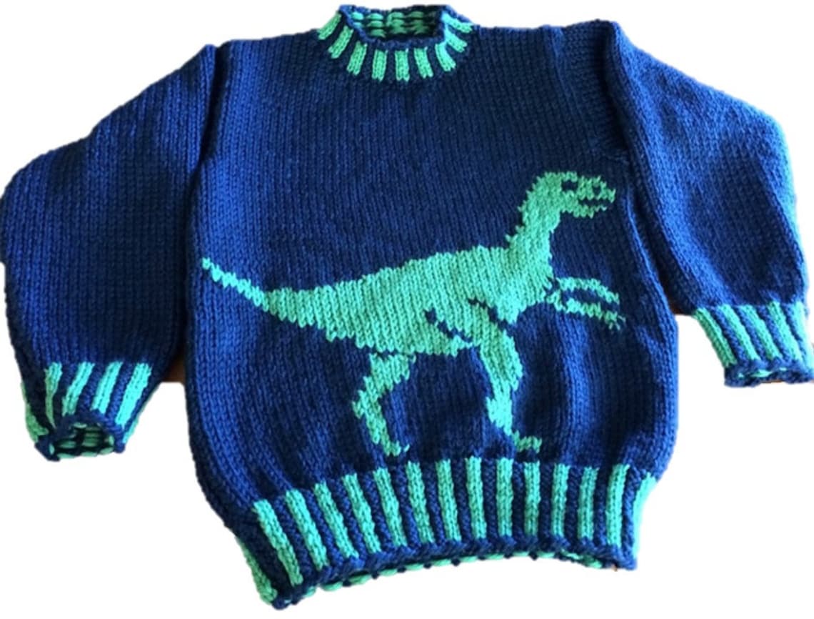 Knitting Pattern Dinosaur Child's Sweater and Hat | Etsy