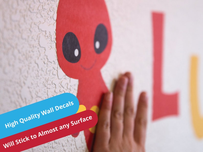 Outer Space Alien Rocket Ship Planet Wall Stickers Peel Stick - Etsy