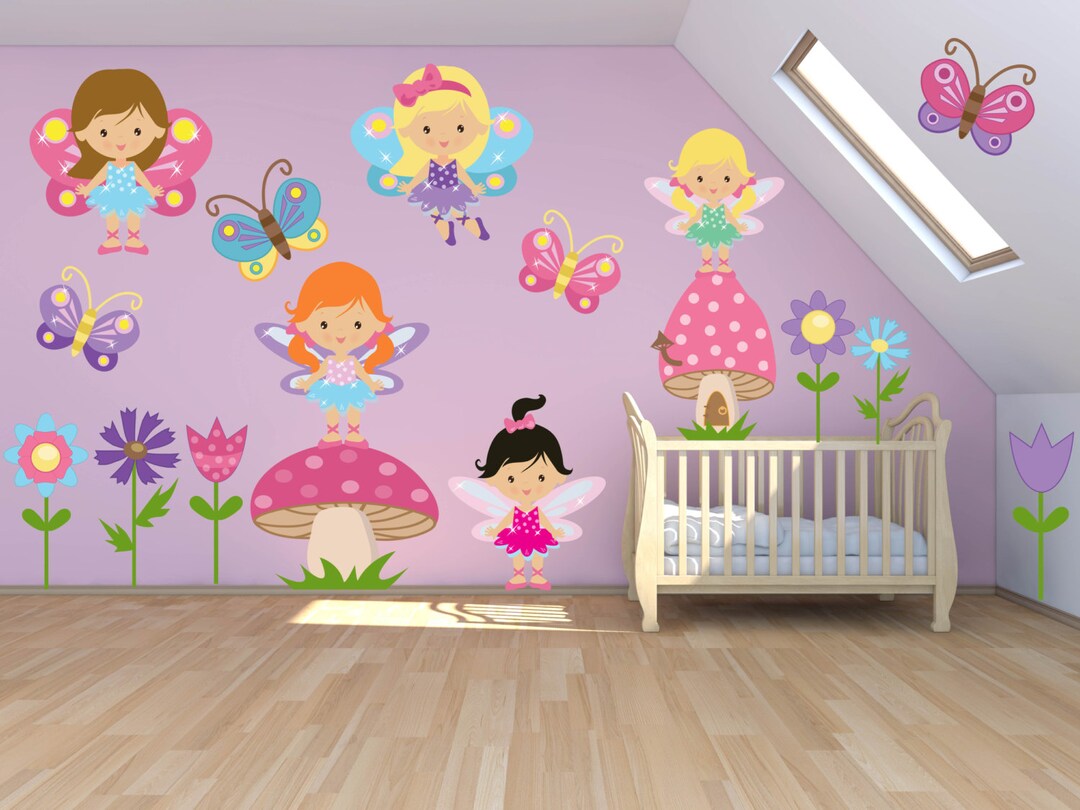 Princess Fairy Girls Wall Decals Kids Wall Stickers Peel Stick ...