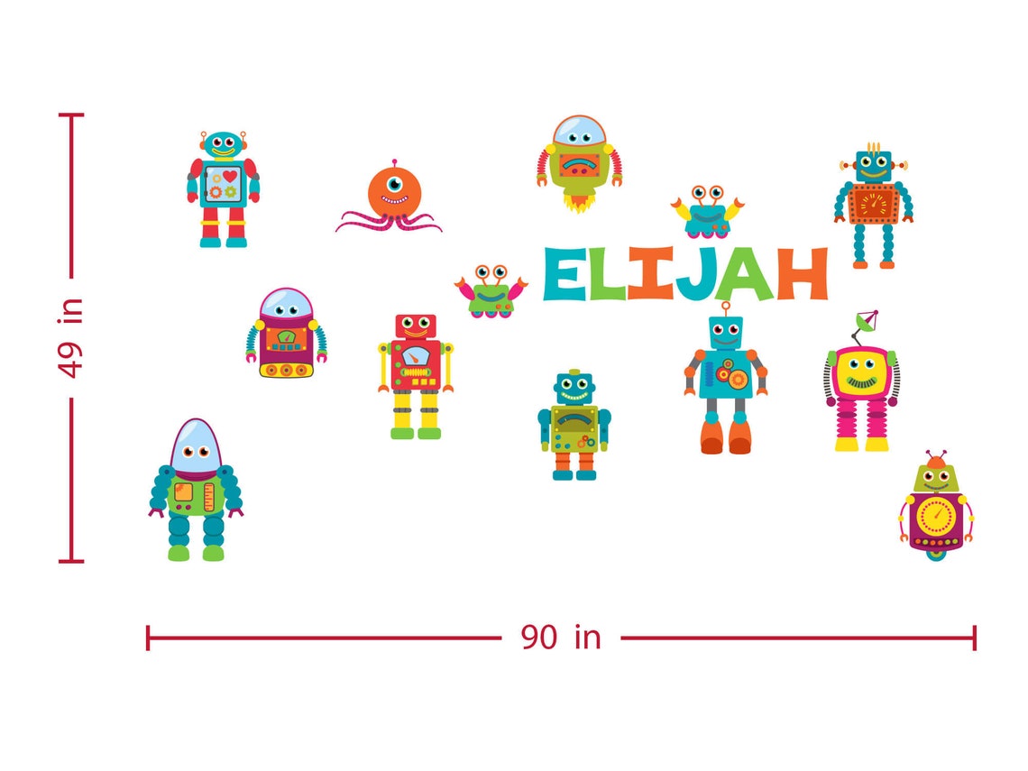 Robot Wall Decals Kids Stickers Peel Stick Removable Vinyl Art - Etsy