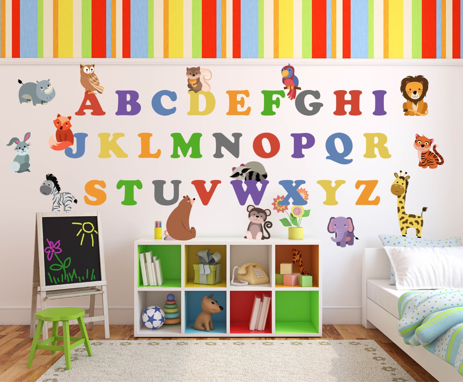 ABC Stickers Alphabet Decals Animal Alphabet Wall Decals Classroom Wall ...