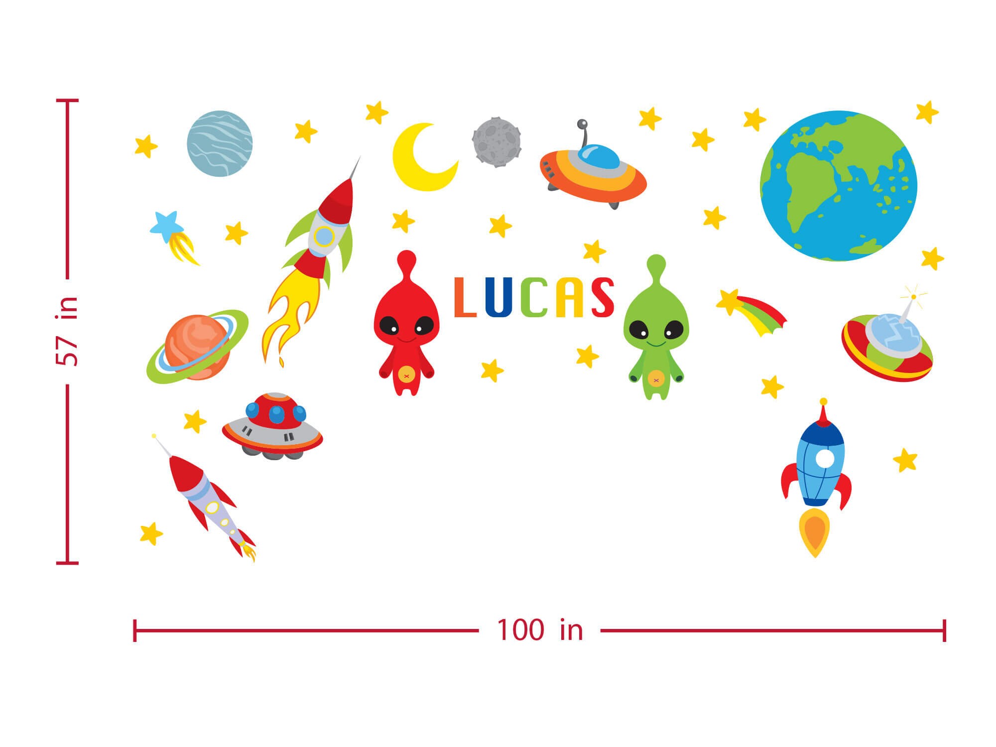 Outer Space Rocket Planet Alien Theme Wall Decals Kids | Etsy