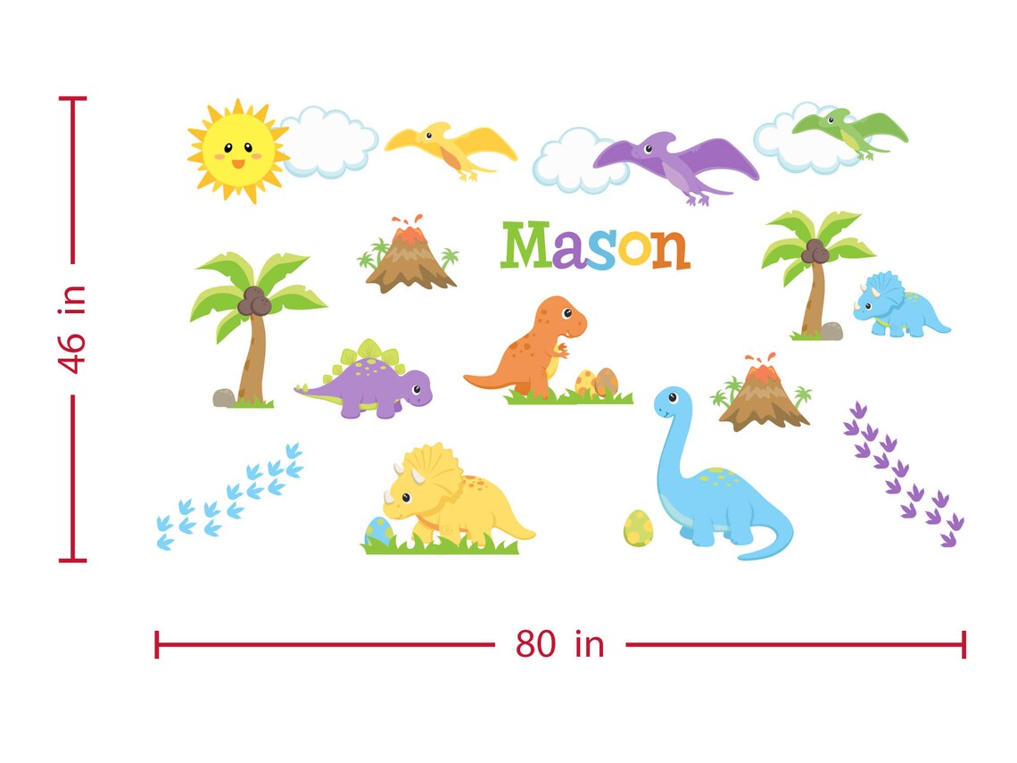 Dinosaur Animal T Rex Wall Decals Kids Wall Stickers Peel | Etsy