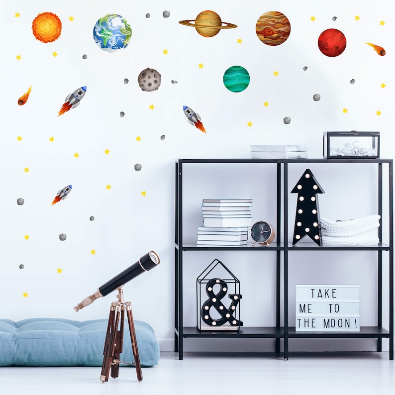 Outer Space Room Planet Wall Decals Kids Wall Stickers Peel - Etsy