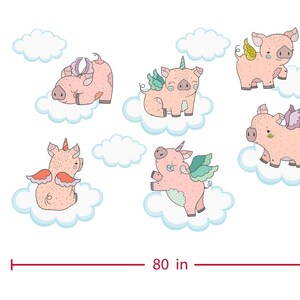 Pig Piglet Animal Flying Wall Decals Kids Stickers Peel Stick - Etsy