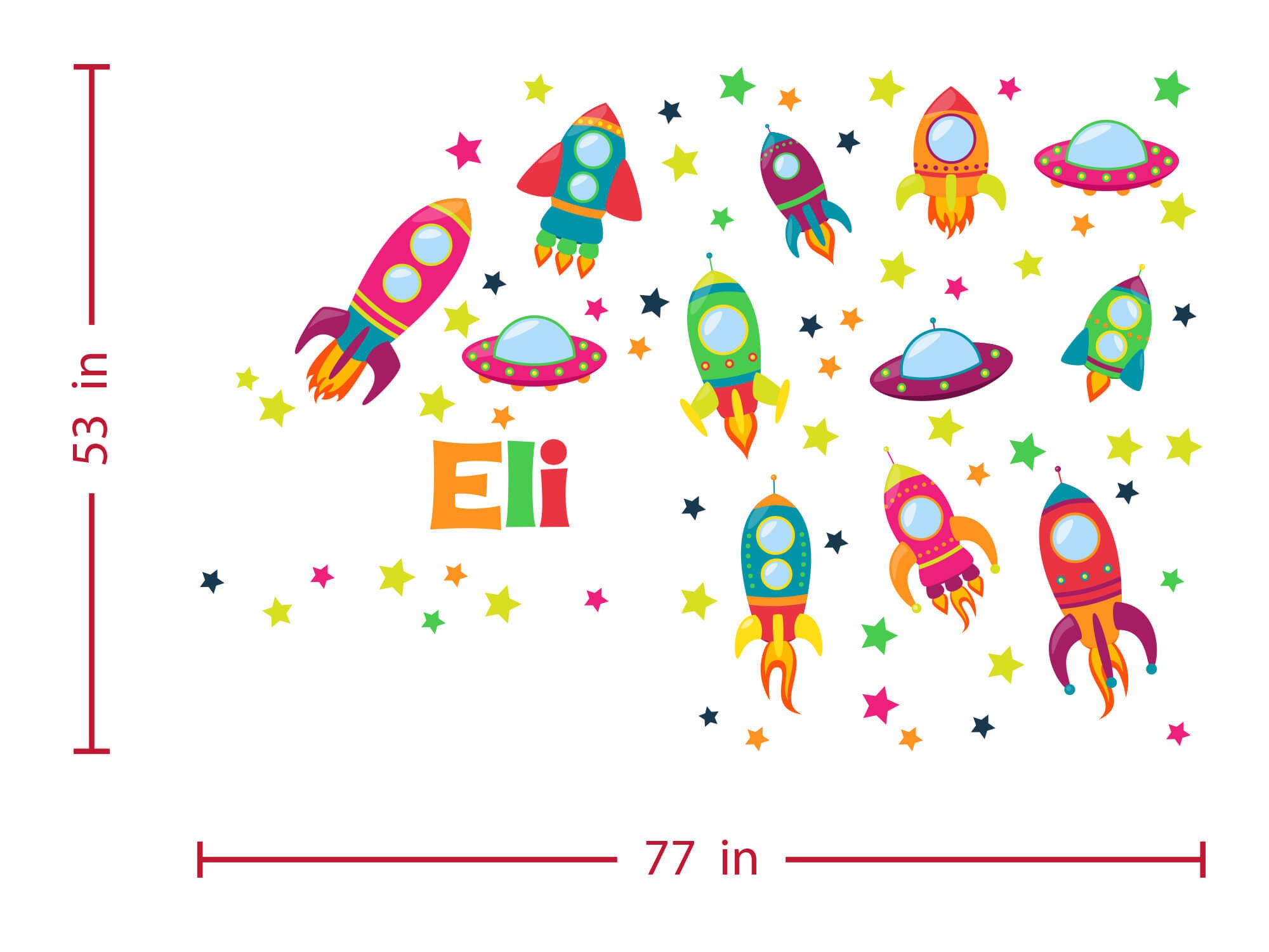 Outer Space Planet Rocket Theme Wall Decals Kids Stickers Peel | Etsy