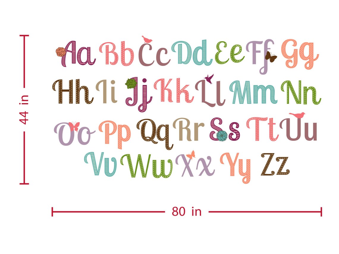 Alphabet ABC Letter Wall Decals Kids Wall Stickers Peel Stick - Etsy