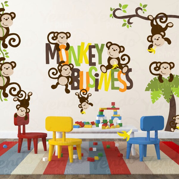 Monkey Wall Decals - Etsy