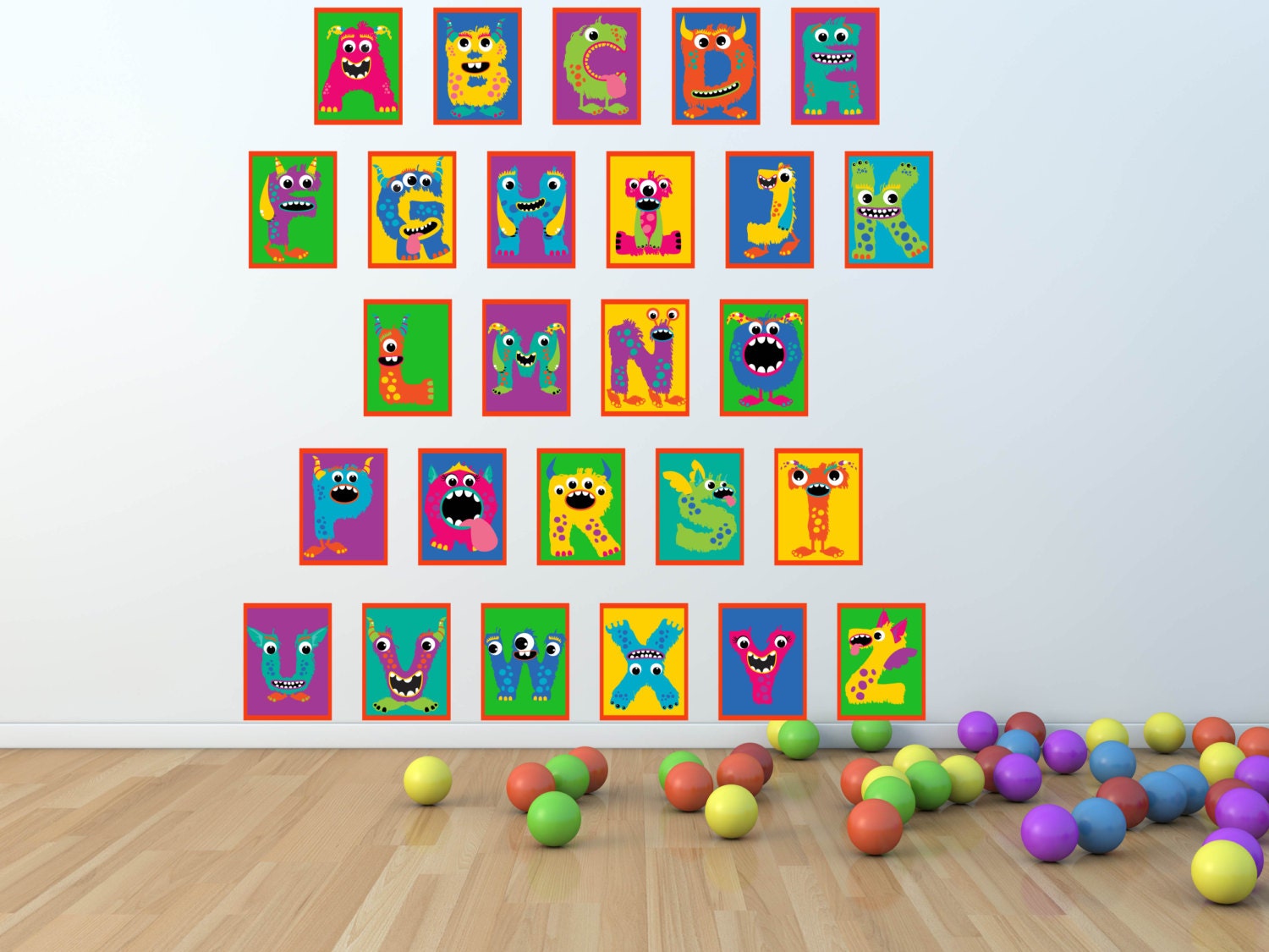 Alphabet ABC Educational Monster Wall Decals Kids Stickers - Etsy