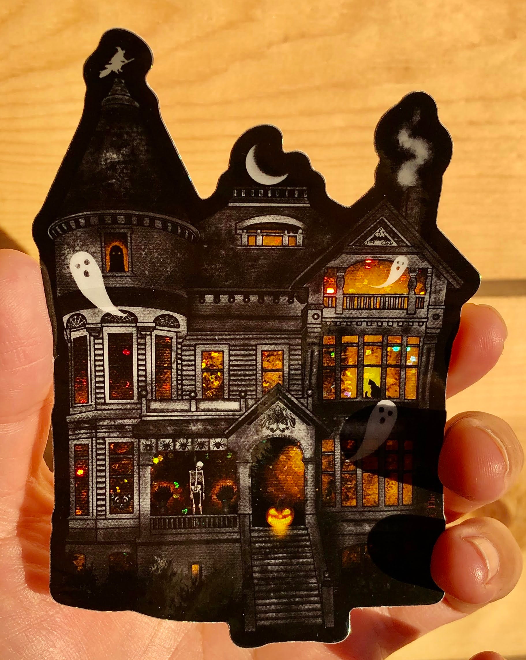 Haunted House Sticker Stardust Effect - Etsy