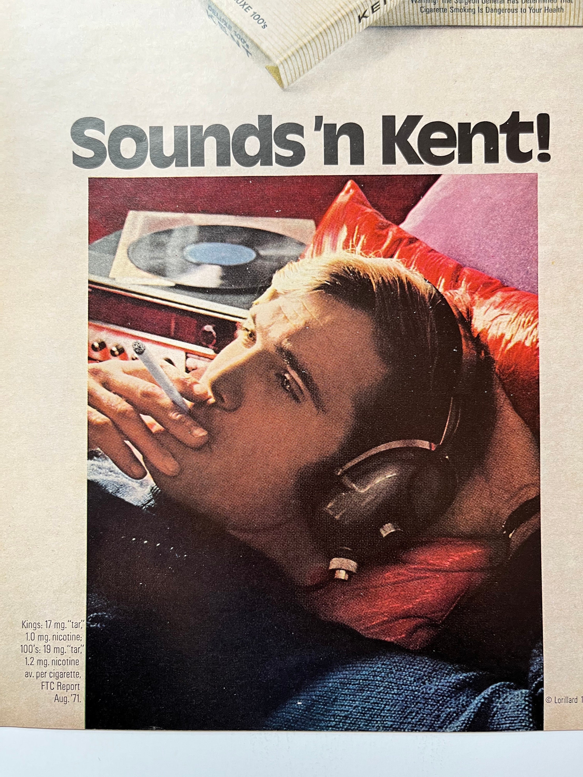 Sounds of Kent Cigarettes Original 1970s Vintage Print Ad - Etsy