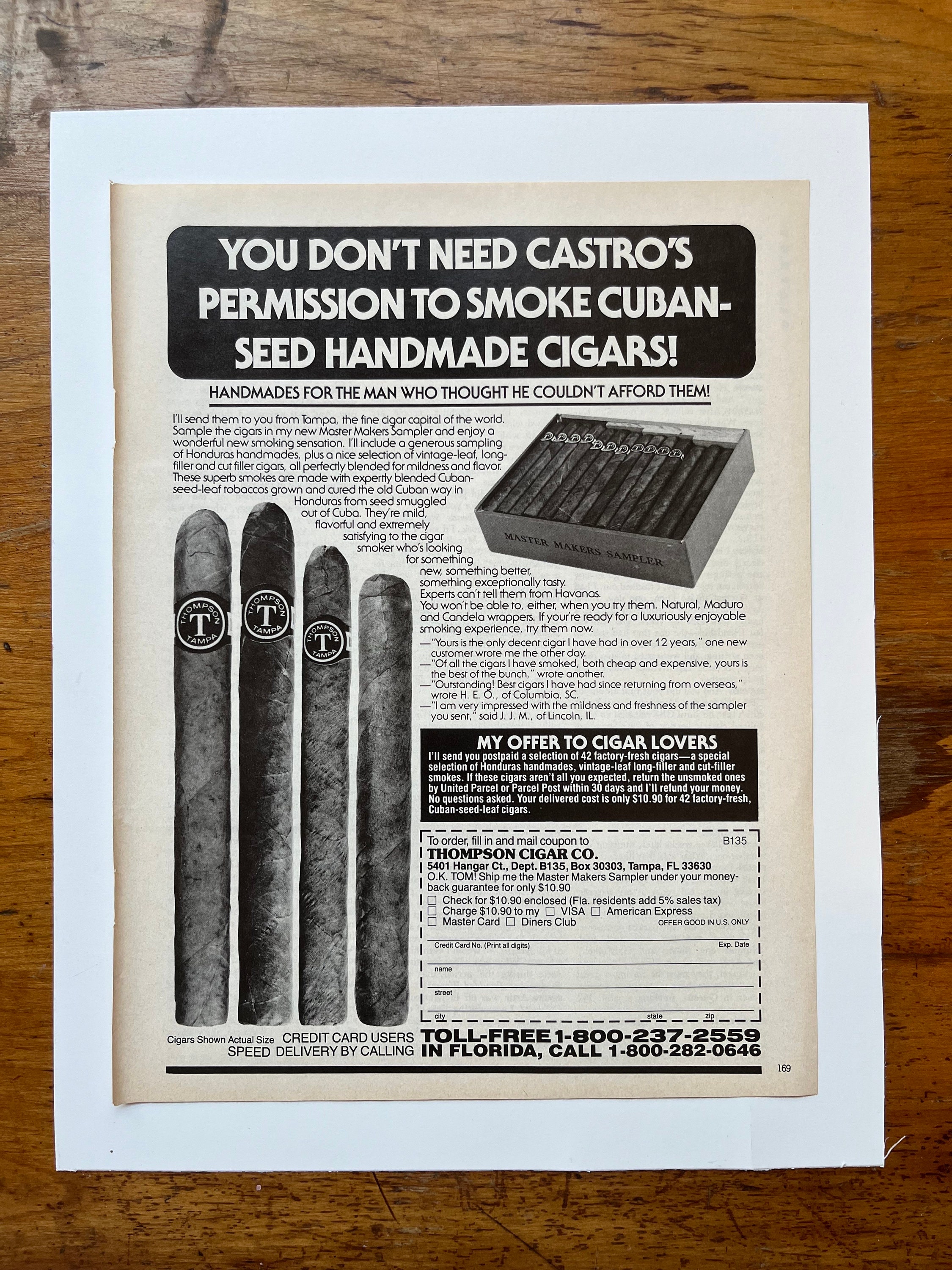 Old Cuban Seed Hand Made Cigar Ad Original 1980s Vintage Print Ad ...