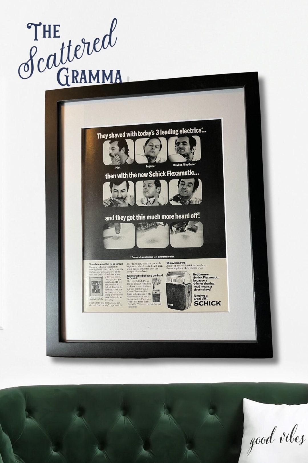 Schick Fleomatic Electric Razor Original 1970s Vintage Print Ad B&W ...