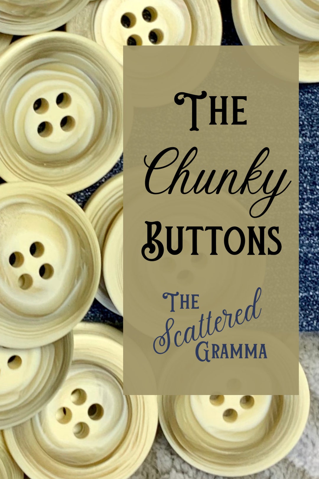 Buttons 1.2 Inch Chunky Vintage Cream & Brown Swirl 4 Hole England ...