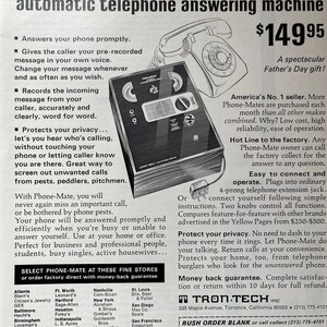 Old Phone Mate Answering Machine Ad Original 1970s Vintage Print Ad ...