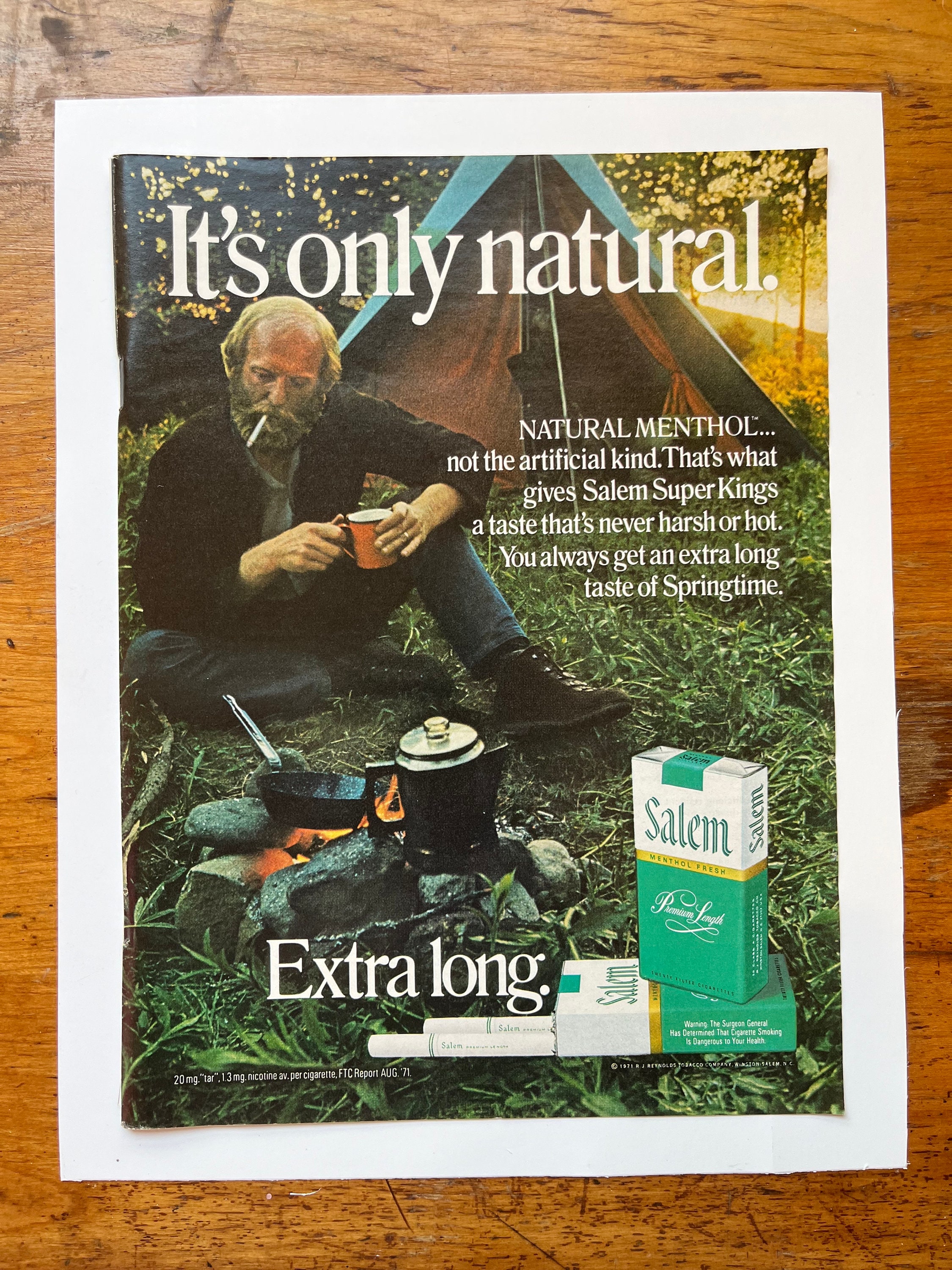 Old Salem Cigarette Ad Poster Camping Original 1970s Vintage - Etsy