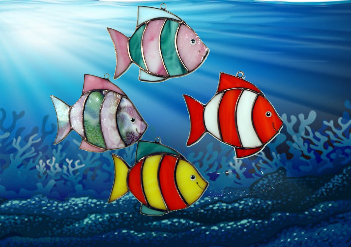 Stained Glass Fish Suncatcher. Nemo type Fish. Colorful | Etsy