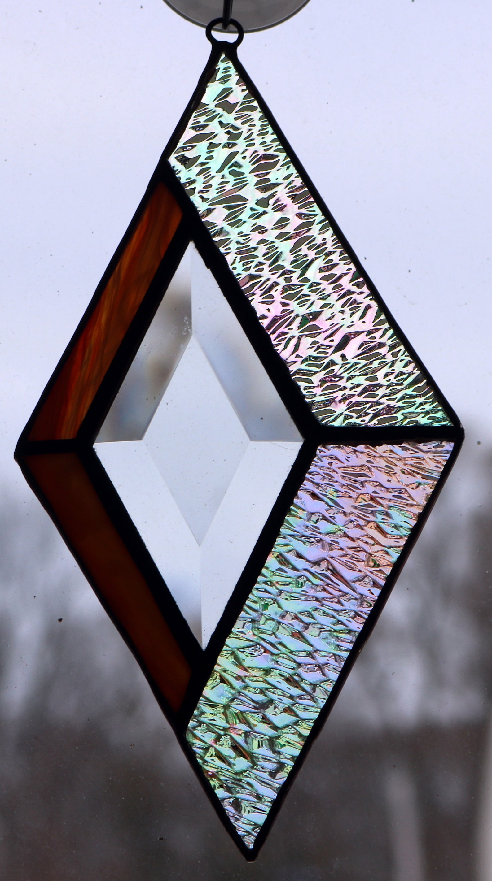 Stained Glass Diamond Decoration With Iridized Textured Glass - Etsy Canada