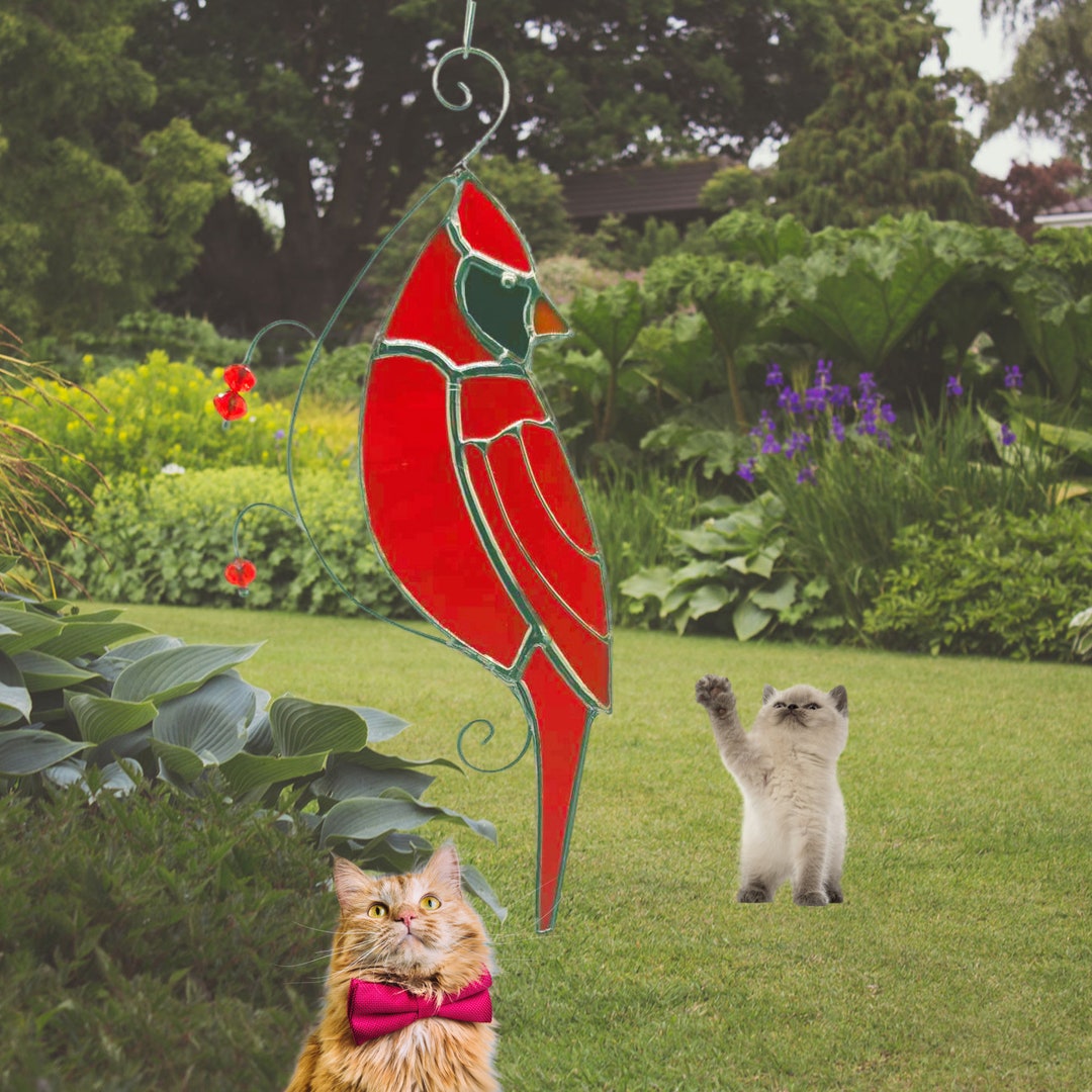 Cardinal Stained Glass Suncatcher. Male Red Cardinal. Bird Lover or ...