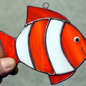 Stained Glass Fish Suncatcher. Nemo Type Fish. Colorful Tropical Fish ...