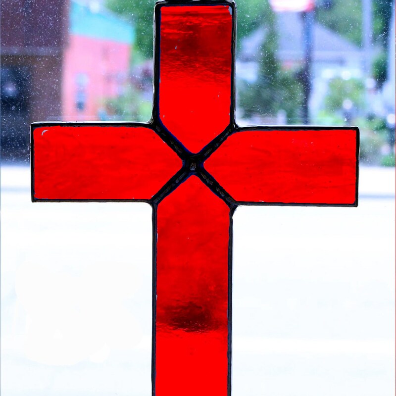 Stained Glass Cross Suncatcher - Etsy