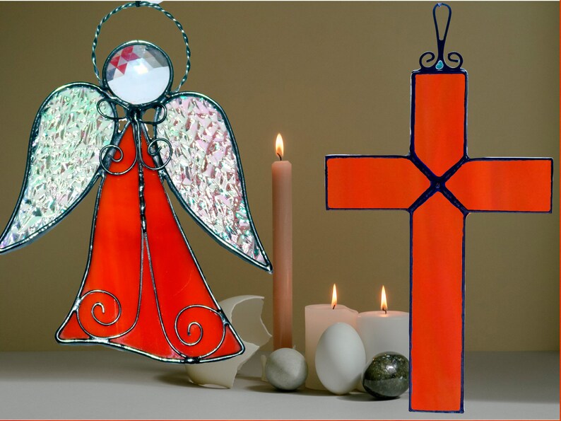 Stained Glass Angel. Orange Purple Dark Blue Blue Light - Etsy