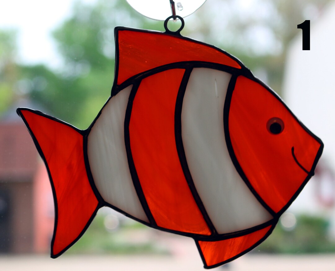 Stained Glass Fish Suncatcher. Nemo Type Fish. Colorful Tropical Fish ...
