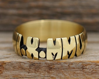 Hand Carved Copper Roman Numeral Ring | Etsy