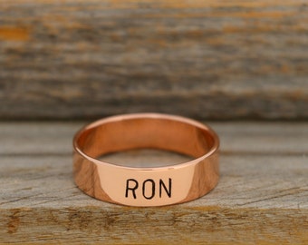 Hand Carved Copper Name Ring - Etsy