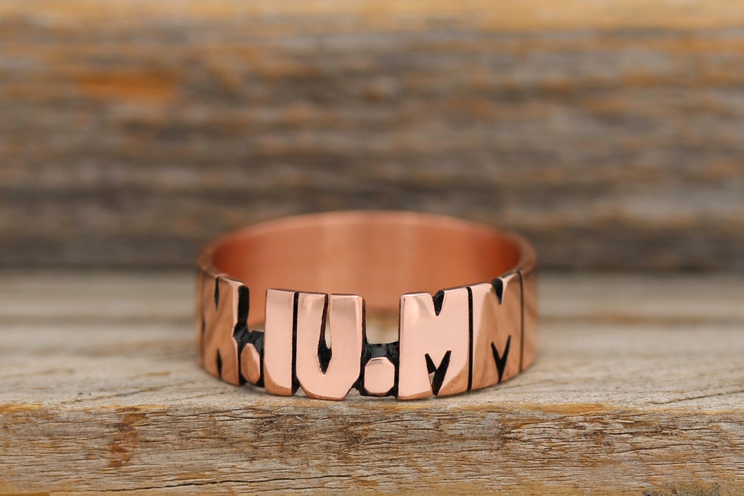 Hand Carved Copper Roman Numeral Ring - Etsy