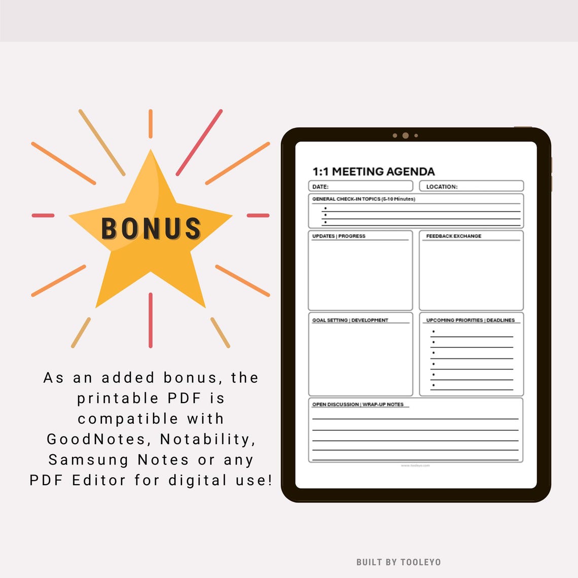 One on One Meeting Agenda Template for Word, Google Docs (printable PDF ...