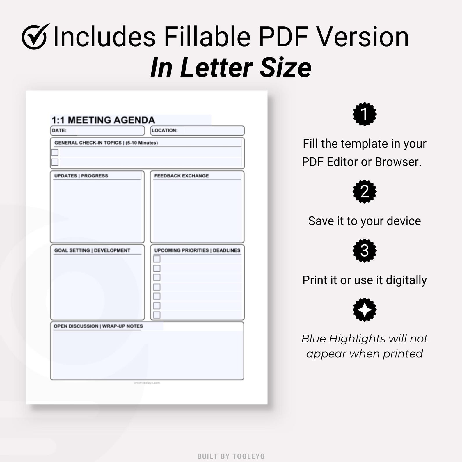 One on One Meeting Template, Staff Meeting Agenda Template, Leadership ...