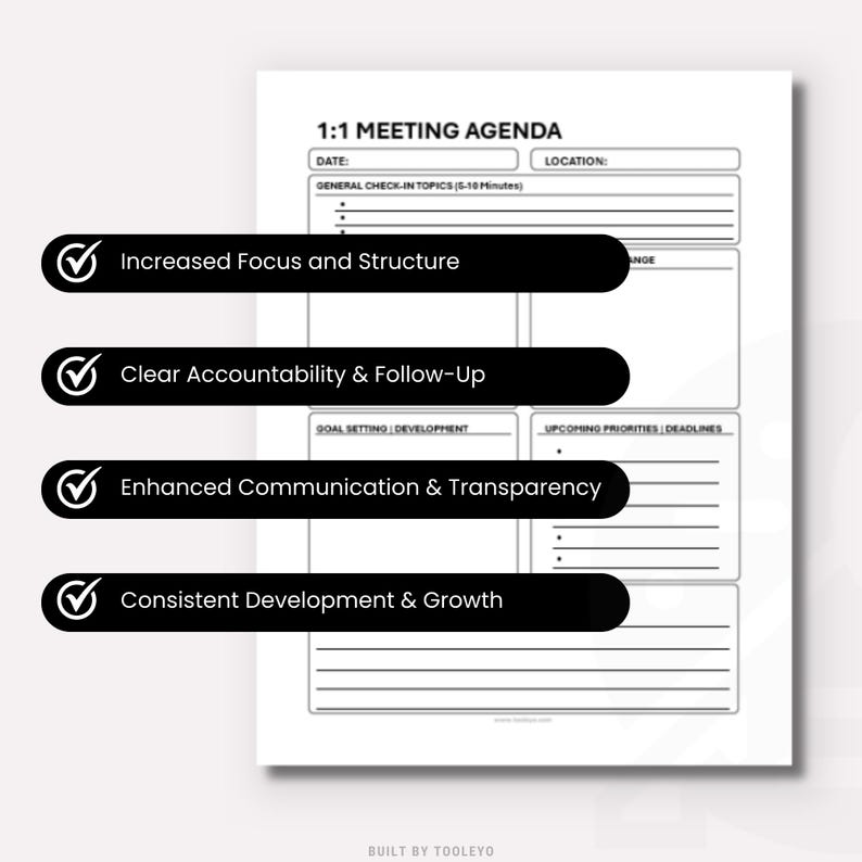 One on One Meeting Template, Staff Meeting Agenda Template, Leadership ...