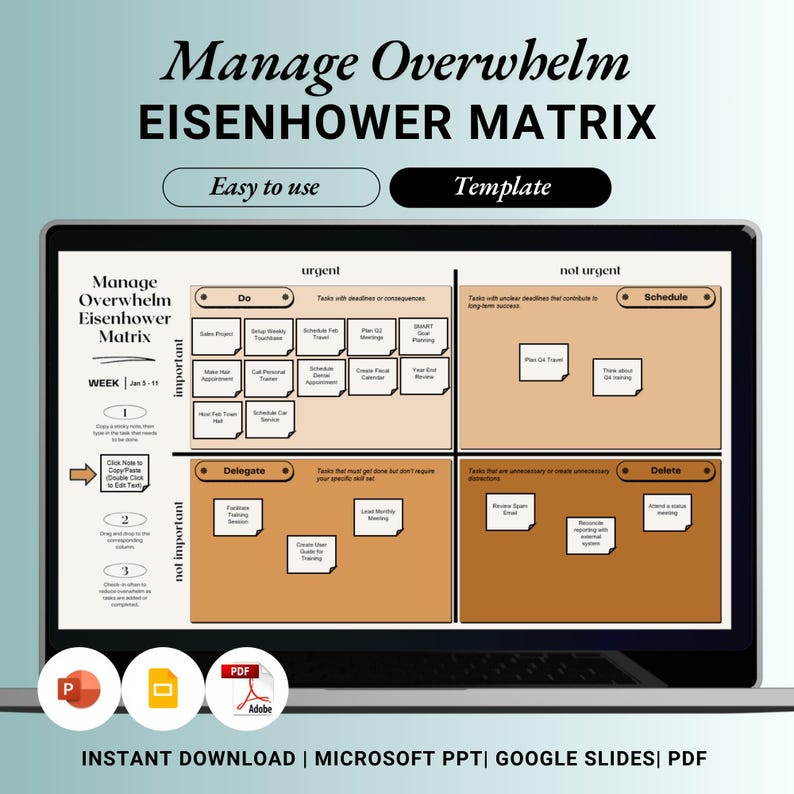 Manage Overwhelm Eisenhower Matrix Printable Eisenhower Decision Matrix