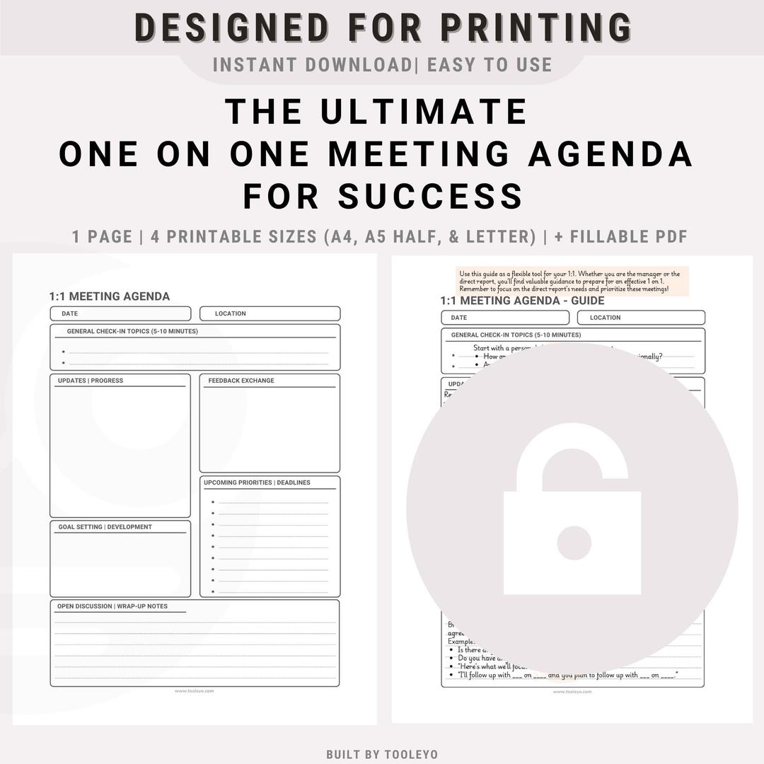 One on One Meeting Template, Staff Meeting Agenda Template, Leadership ...