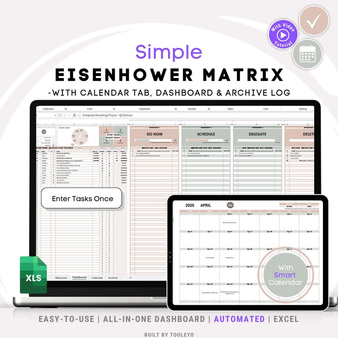 Eisenhower Matrix Excel Template, Decision Matrix Excel, Priority ...