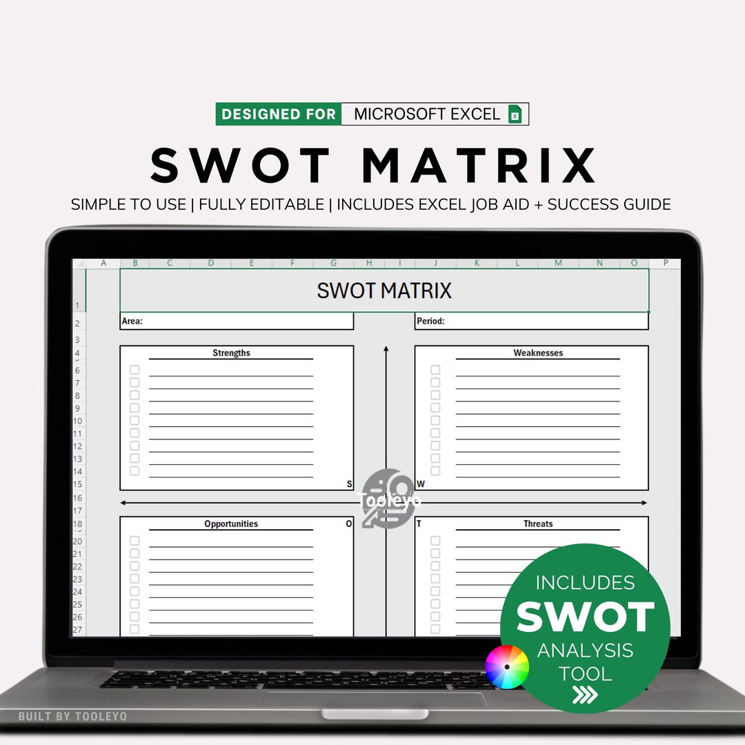 SWOT Matrix Excel Analysis Template, SWOT Analysis Tool, SWOT Template ...