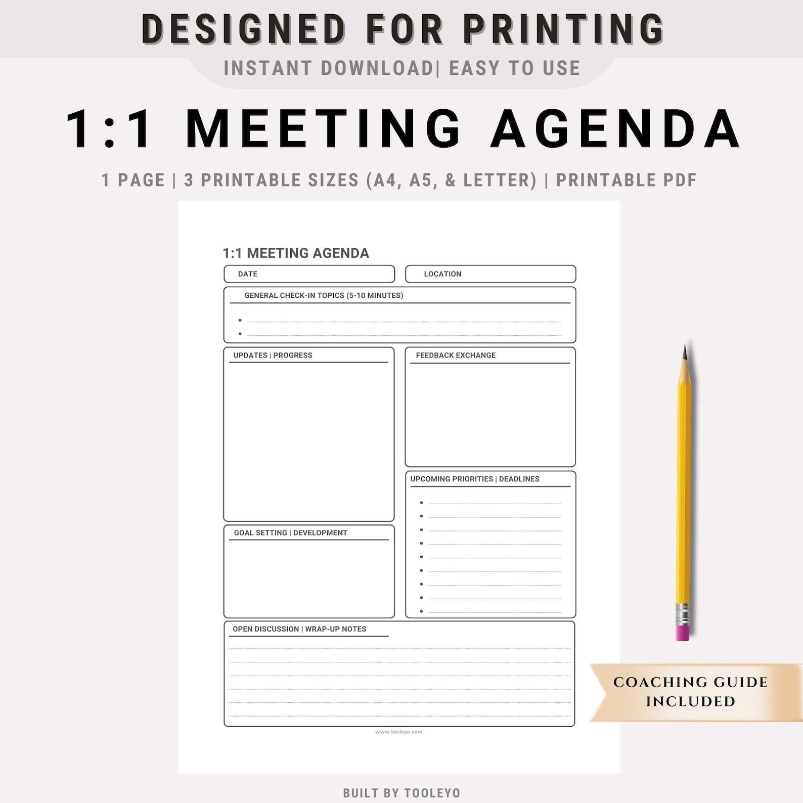 One on One Meeting Template, Staff Meeting Agenda Template, Leadership ...