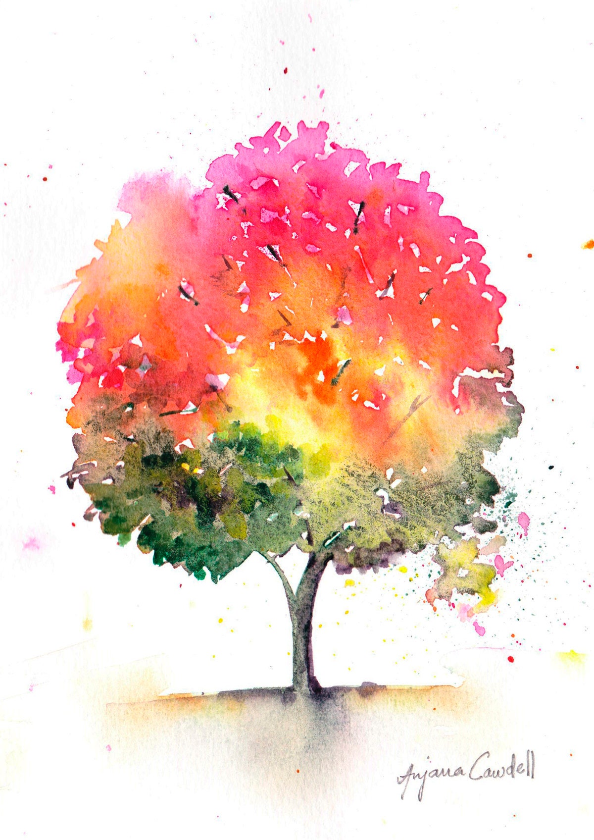 Rainbow Tree Painting Spring Summer Autumn Winter - Etsy UK