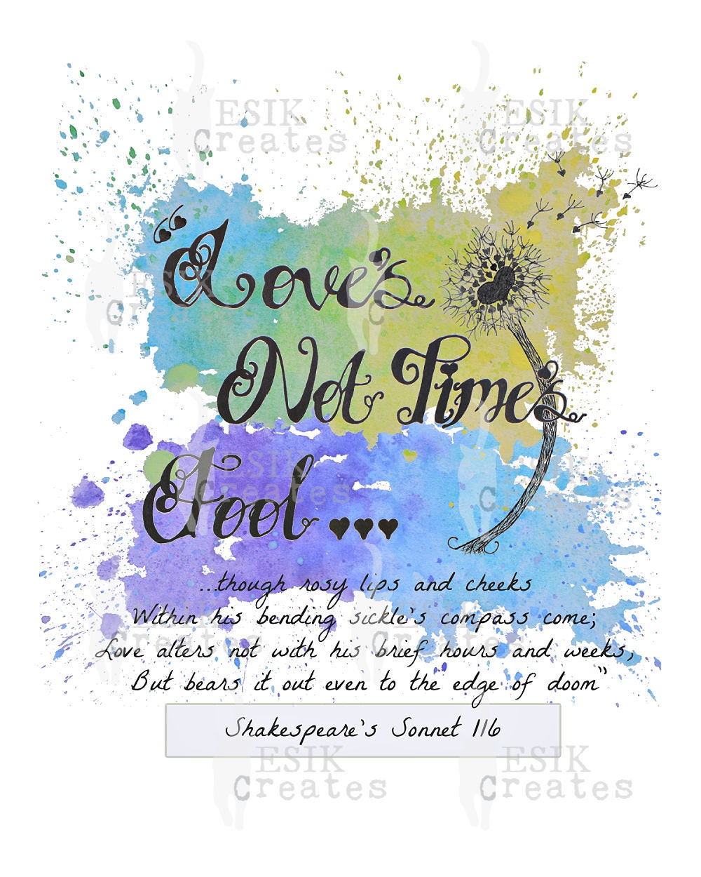 Shakespearean Sonnet 116 love's Not Time's Fool... Quotation Artwork ...
