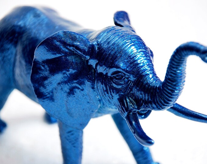Bright Blue Elephant Metallic Blue Home Decor Glitter - Etsy