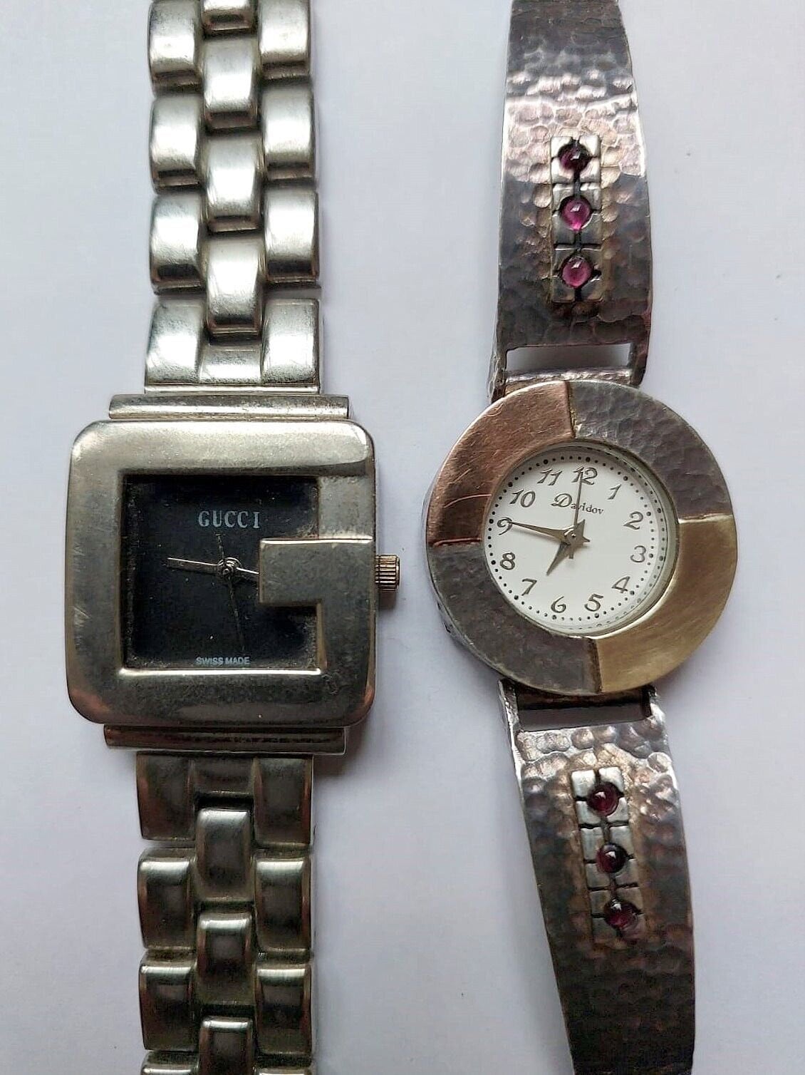 Lot 9 Vintage Watches, 2 Seiko, Gucci, Nivrel, Mondu, Milan, Davidov ...